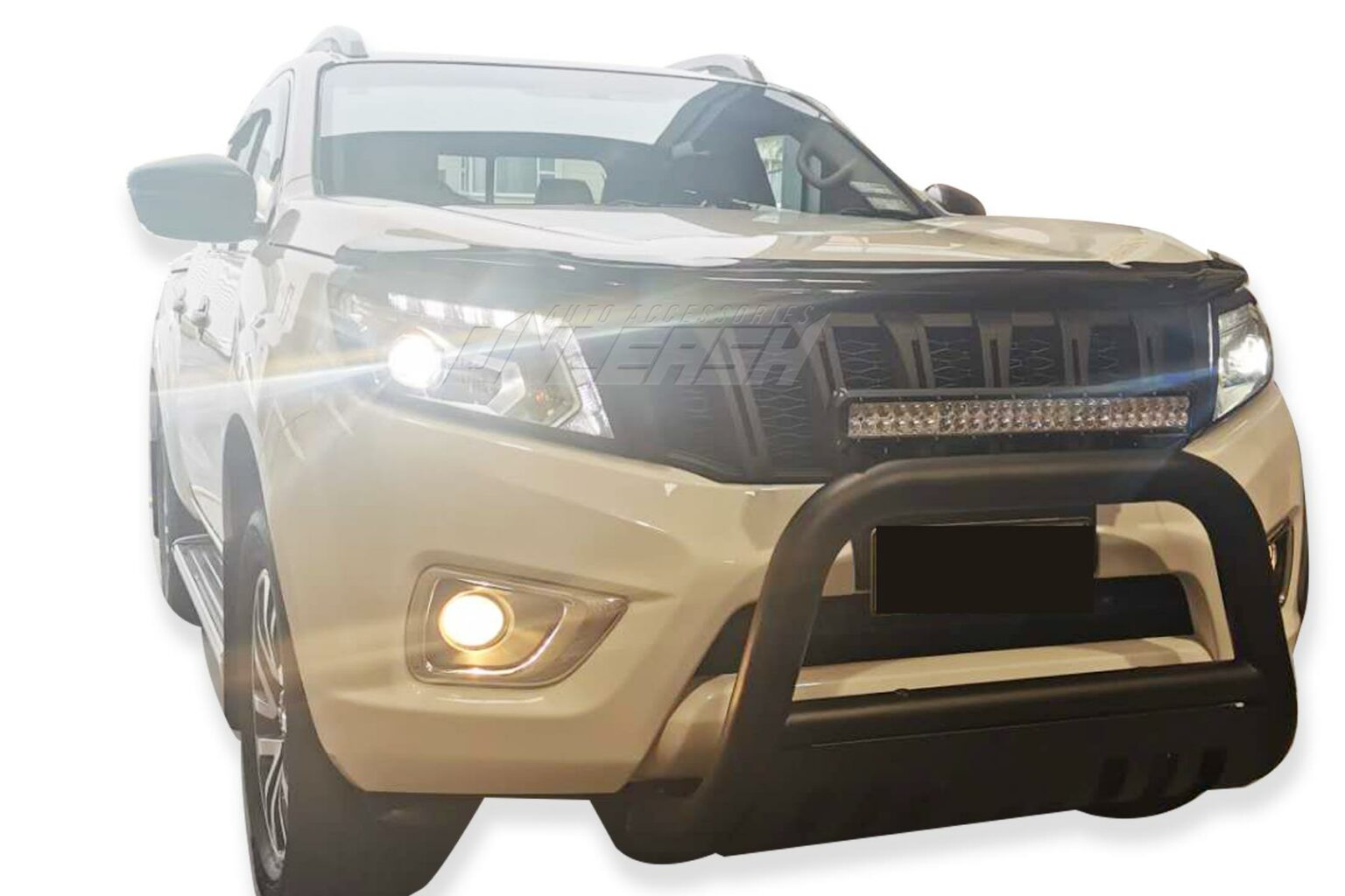 Black Nudge Bar for Nissan Navara NP300 2015-2020 (with Skid Plate ...