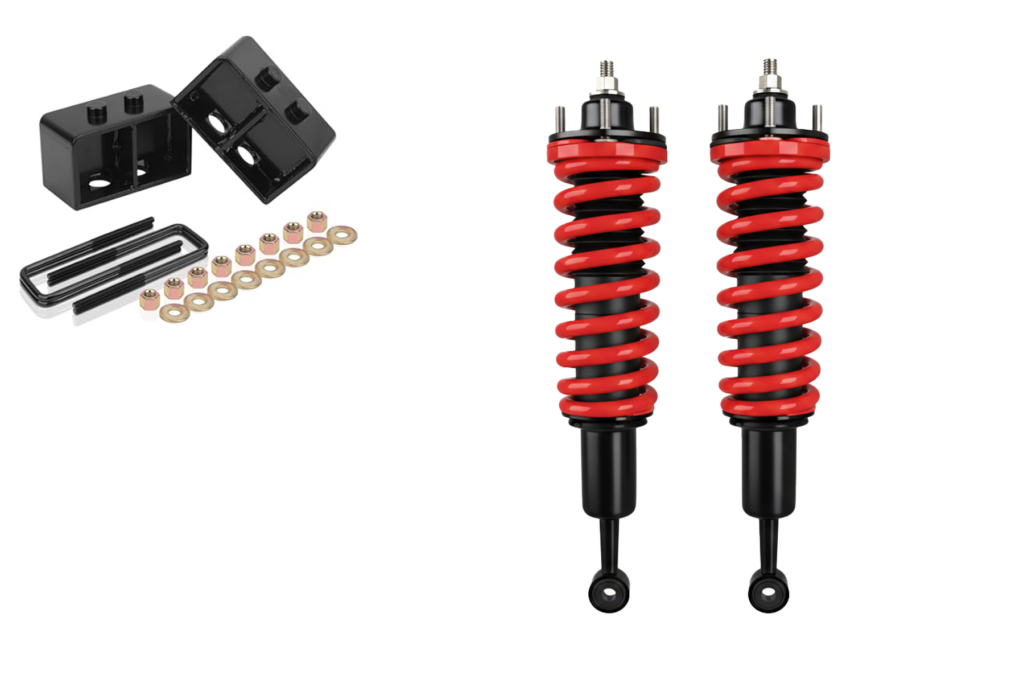 Red Black 2 inch Lift Kit Shocks, Springs & Rear Blocks Package for ...